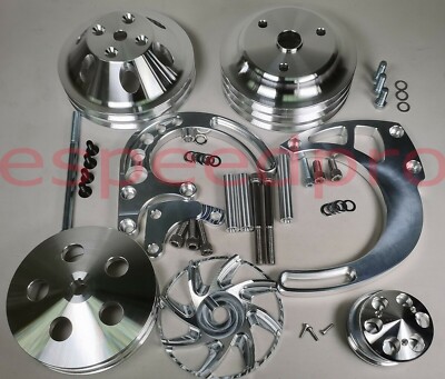 Small Block Chevy 283 350 400 SBC V-Belt Pulley & Bracket Kit Power ...