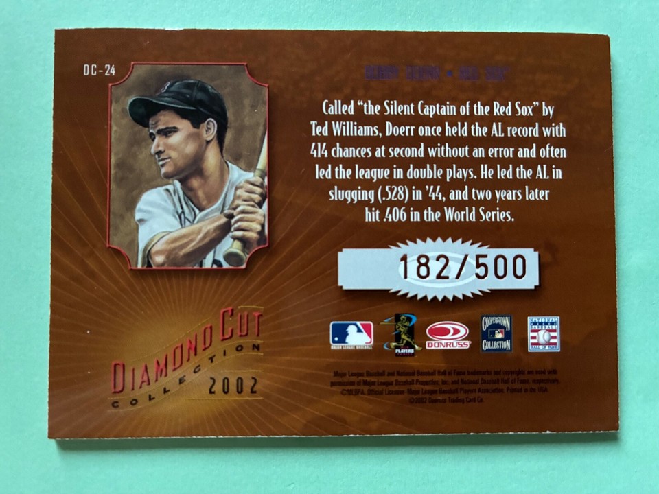 bobby doerr 2002 diamond king autograph #dc-24 182/500 hofer | eBay