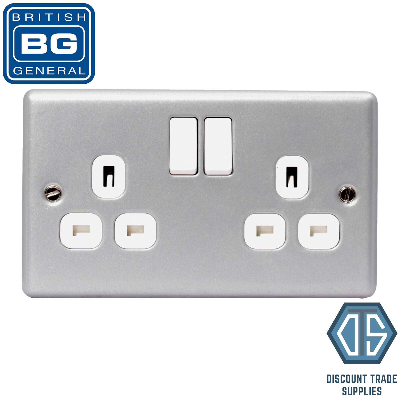 15x BG MC522 Metal Clad 13A Double 2 Gang Switched Socket Twin ...