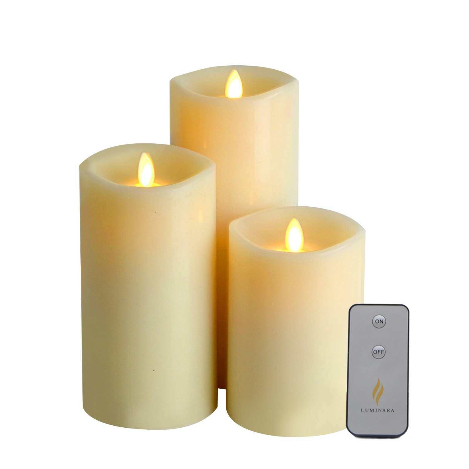 Luminara Flicker Battery Operated Led Candle with Remote Timer Ivory Set of 3 | eBay