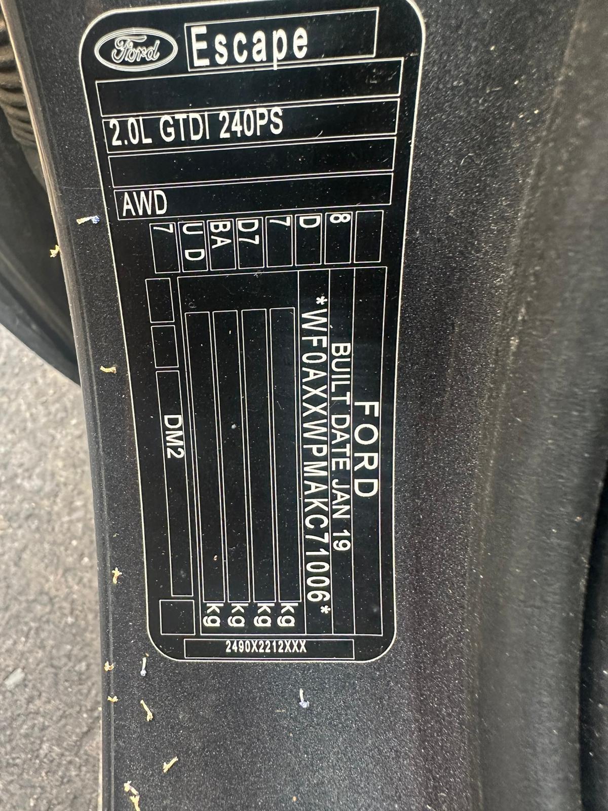 FORD ESCAPE BOOTLID/TAILGATE TAILGATE, ZG, NON POWER TAILGATE TYPE, 09/ ...