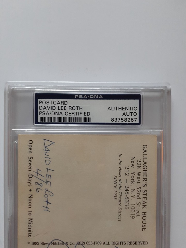 David Lee Roth psa dna authentic slabbed signed autograph postcard Van ...