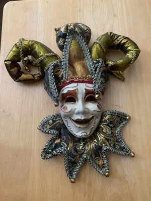 GOLD CERAMIC MINIATURE JESTER VENETIAN MASQUERADE MASK | eBay