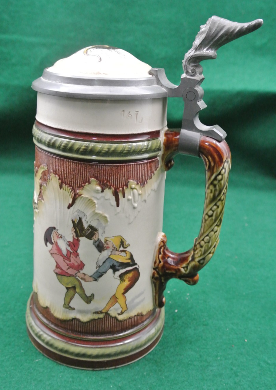 Villeroy & Boch Mettlach #2184 Stein PUG drinking gnomes 1/2 L cir 1898 | eBay