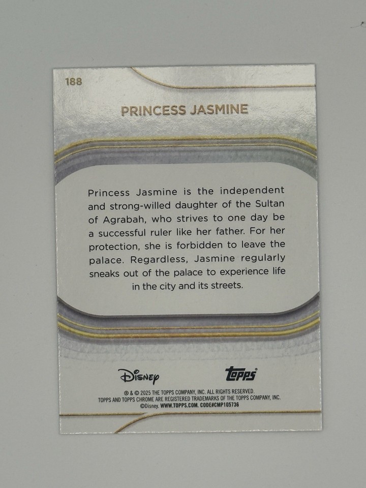 2025 Topps Chrome Disney Princess Jasmine Base Live Action #188 | eBay