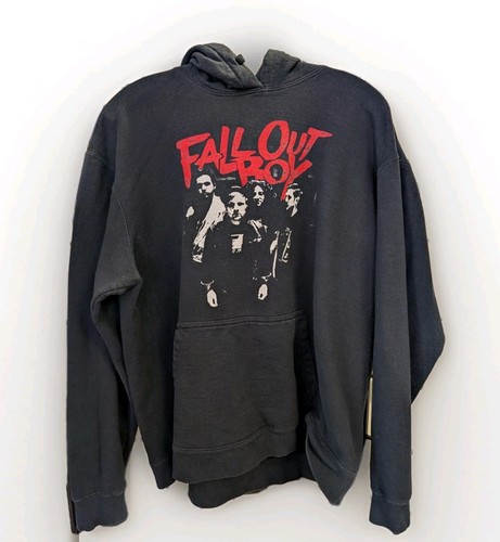 Vintage FALL OUT BOY Hoodie Y2K SZ XL 90s Black pocket sweatshirt Band ...