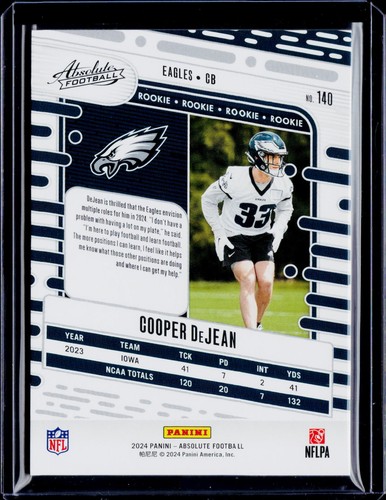 Cooper DeJean 2024 Panini Absolute Blue Spectrum #/50 SN | eBay