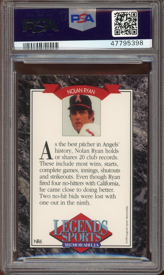 1992 Legends Sports Memorabilia Nolan Ryan Gold Baseball #NR6 PSA 9 | eBay