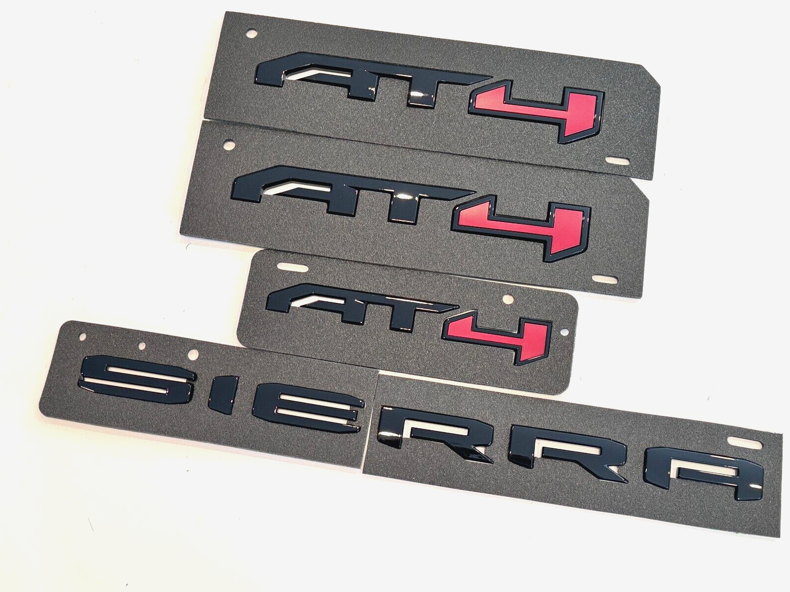 4PCS Gloss Black Red AT4 Emblem Sierra Letters Fit GMC Sierra 1500 ...