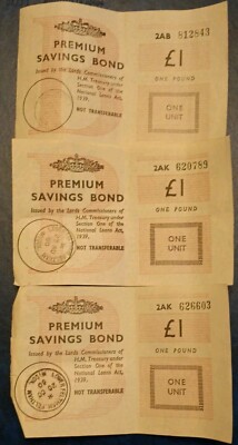 Vintage Premium Saving Bonds X 3 £1 Premium Bonds Circa 1960s. | eBay UK