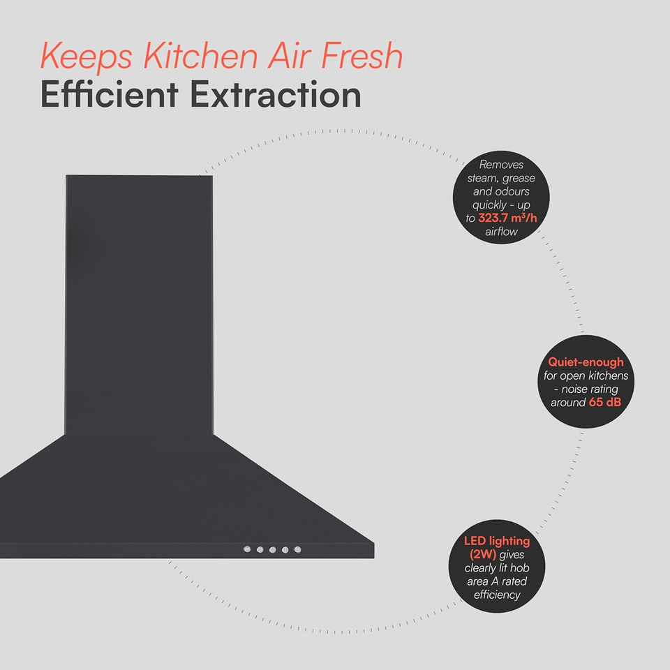 Cookology CCHIM60 60Cm Chimney Cooker Hood - Push Button Controls ...