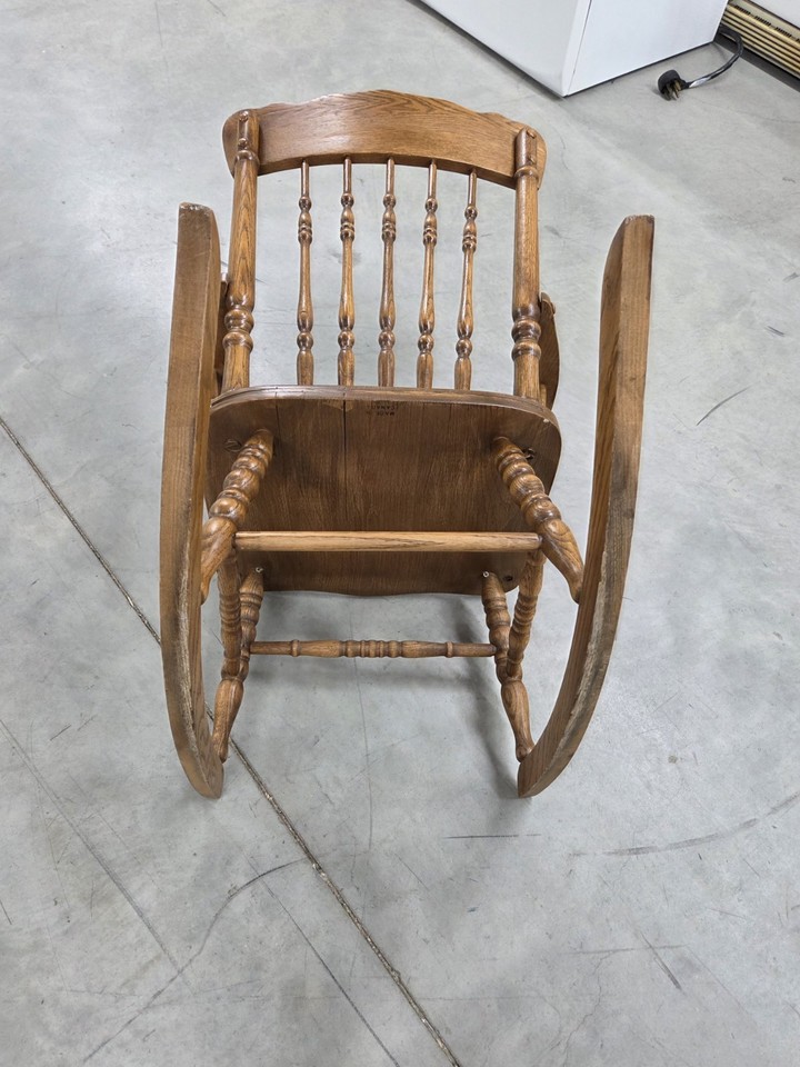 Antique Solid Oak Pressback Rocking Chair Carved Devil Face | eBay