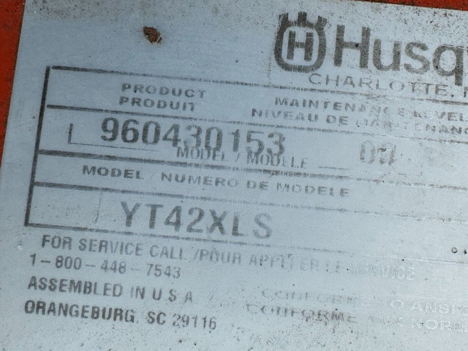 Husqvarna YT42XLS 42" Riding Mower Complete Heavy Duty Mower Deck ...