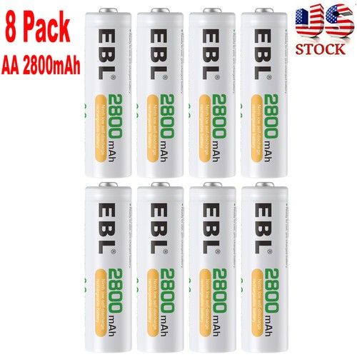 8 Pack 2800mAh AA R6 Rechargeable Battery 1.2V Ni-MH Batteries For ...