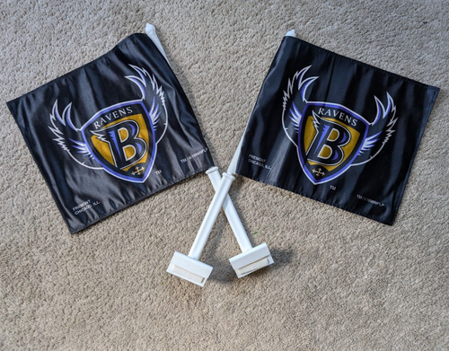 Vintage Baltimore Ravens Car Flags Original Logo 90s NFL Double Sided ...