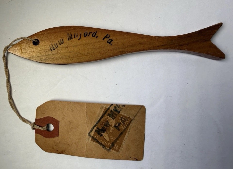 Vintage 1930's Wood Fishing Lure New Milford, PA With Mail Tag And ...