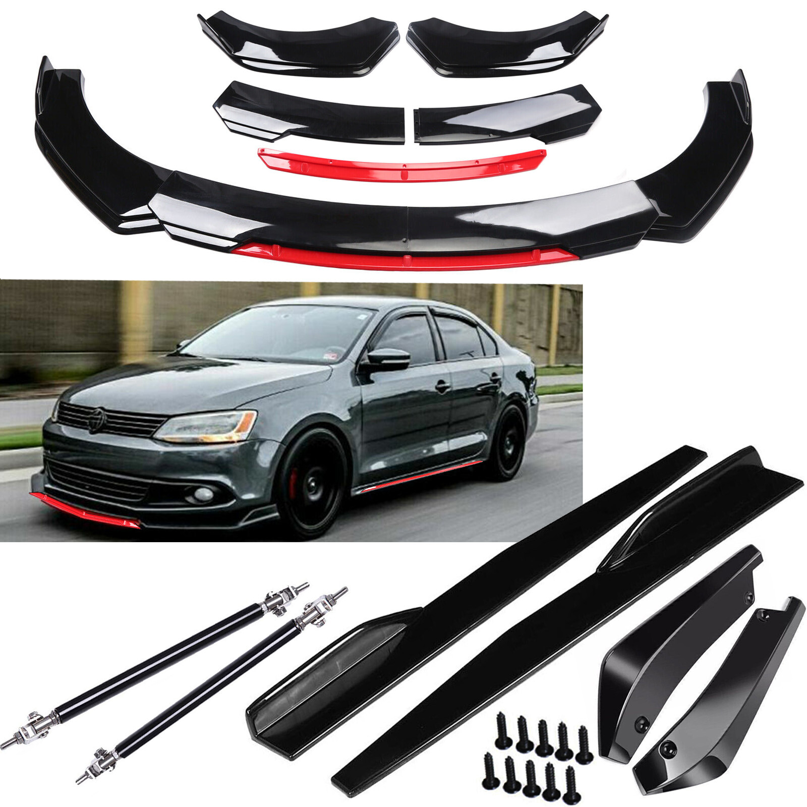 For VW Jetta MK6 MK7 Front Rear Bumper Lip Spoiler Splitter Body Kit ...