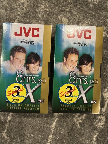 New Blank VHS Video Cassette Tapes Lot of 6 Brand New JVC 160 SX 8 Hour ...