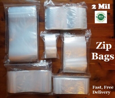 Clear Zip Seal Top Lock Plastic Bags 2Mil Reclosable Large Small Zipper ...