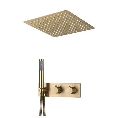 Thermostatic Concealed Shower Tap Embedded Valve Set Brushed Gold 12 ...
