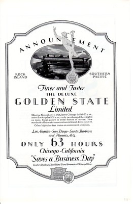 1926 Vintage print ad Train Golden State Limited Keystone copper steel ...