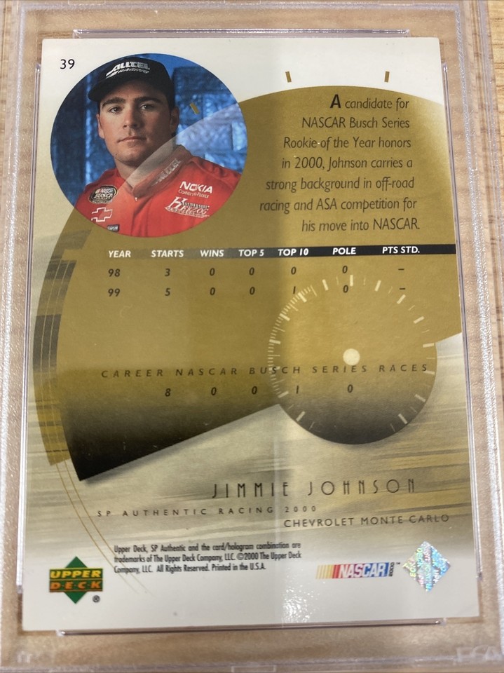 JIMMIE JOHNSON RC 2000 SP Authentic #39 ROOKIE Auto PSA 5 Autograph 8 ...