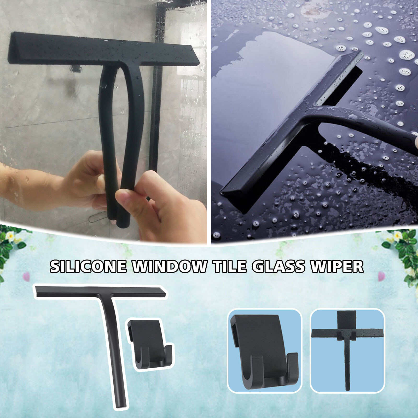 Bathroom SS Cleaner Glass Glass Car Brush Soap Window Show Wiper Mirror ...