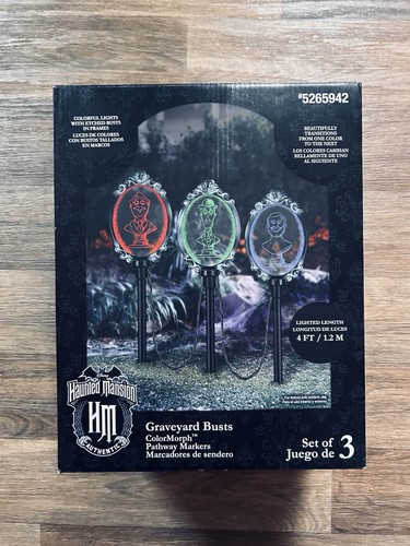 Haunted Mansion LED Light 3 Pathway Markers Graveyard Busts Halloween ...