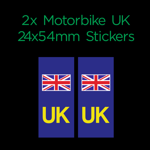 2 x UK Motorbike Number Plate Stickers EU European Car Badge Vinyl ...