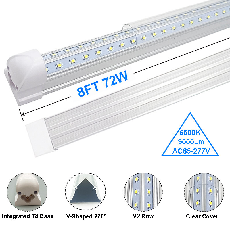 25Pack 8Ft Tube Led Lights, 8 Foot Led Strip Lights For Garage Ceiling ...