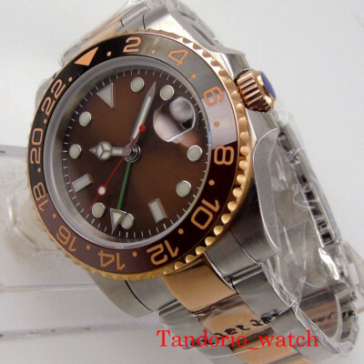 Luxury Bliger 40mm GMT Automatic Men Watch Sapphire Glass Date Rose ...