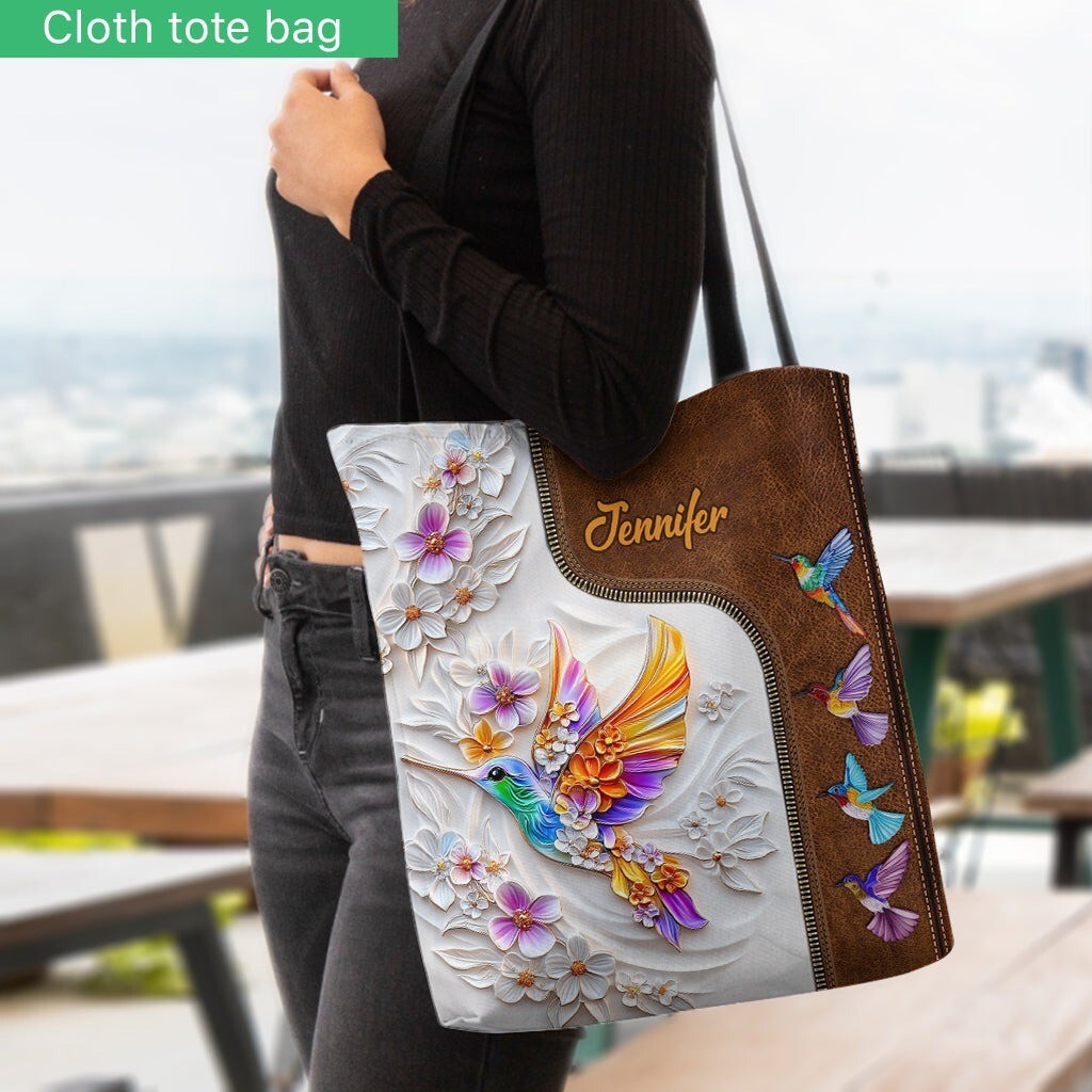 Personalized Hummingbird Flower Tote Bag, Unique Pretty Hummingbird ...