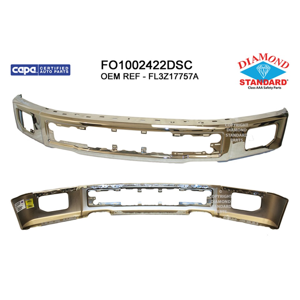 FRONT BUMPER FACE BAR;CHROME; FOR USE WITHOUT END CAPS; WITH FOG LIGHTS ...