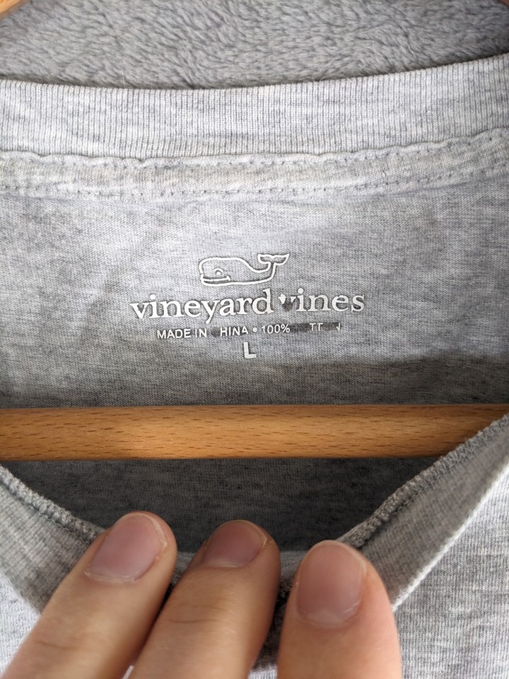 Vineyard Vines T Shirt Men's Large Gray Whale Logo Chest Pocket Short ...