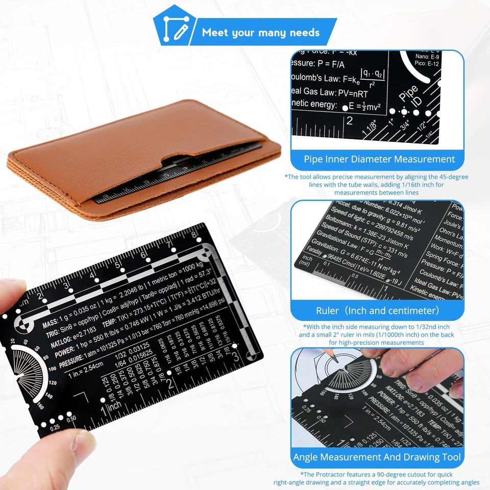 Small Metal Ruler Protractor Compass Scale,Multi-Tool 3 Inch Metric ...