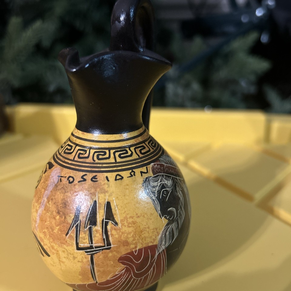 Hand Made In Greece Signed Greek ceramic vase depicting the god ...