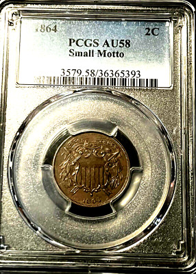 VERY RARE ***SMALL*** MOTTO TWO CENT PIECE GRADED BY PCGS AS AU 58. | eBay