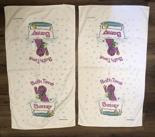 Vintage Barney Bath Towel Set Bath Time Barney In The Tub Made In USA ...
