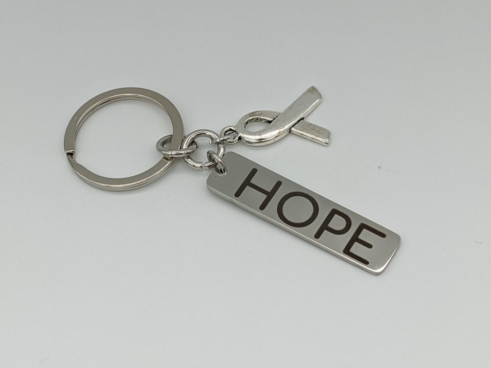 Hope keychain, inspirational keychain, friend keyring, cancer awareness ...