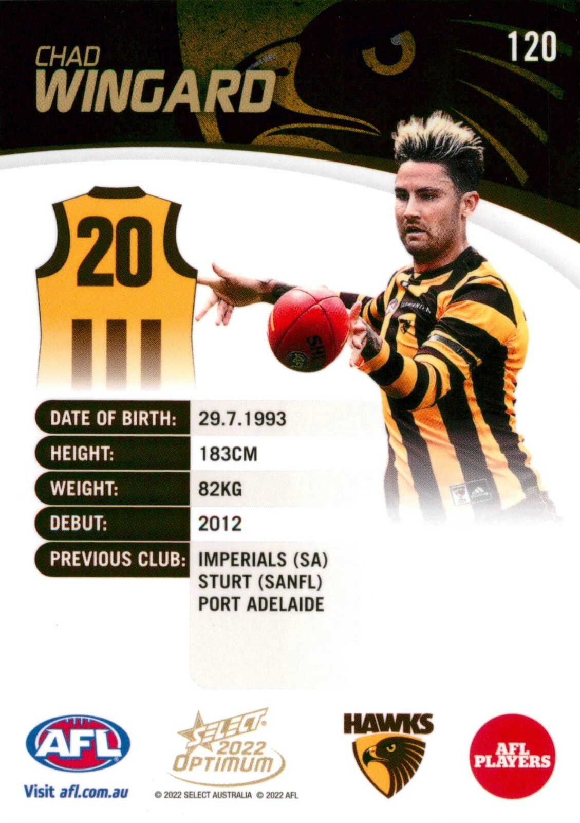 2022 HAWTHORN HAWKS AFL Card CHAD WINGARD Optimum | eBay Australia