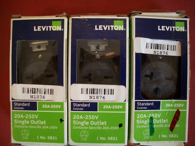 3 Leviton 20A-250v Single Outlets #5821, NIB | eBay