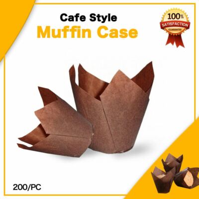 MUFFIN CASES CAFE STYLE TULIP CHOCOLATE 200PC -P30 CUPCAKE CAKE BOXES ...