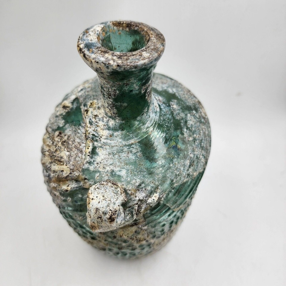 A LARGE ROMAN GLASS FLASK WITH HANDLES. RESTORED PIECE. | eBay UK