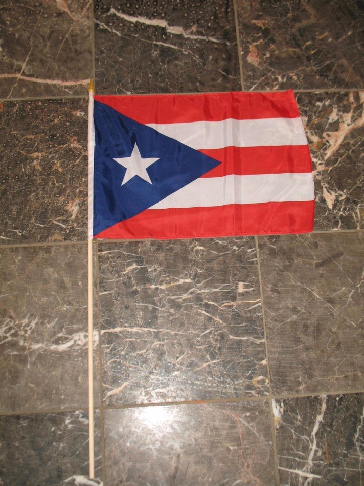12x18 12"x18" Lot of 12 (Dozen) Puerto Rico Rican Stick Flag wood staff ...