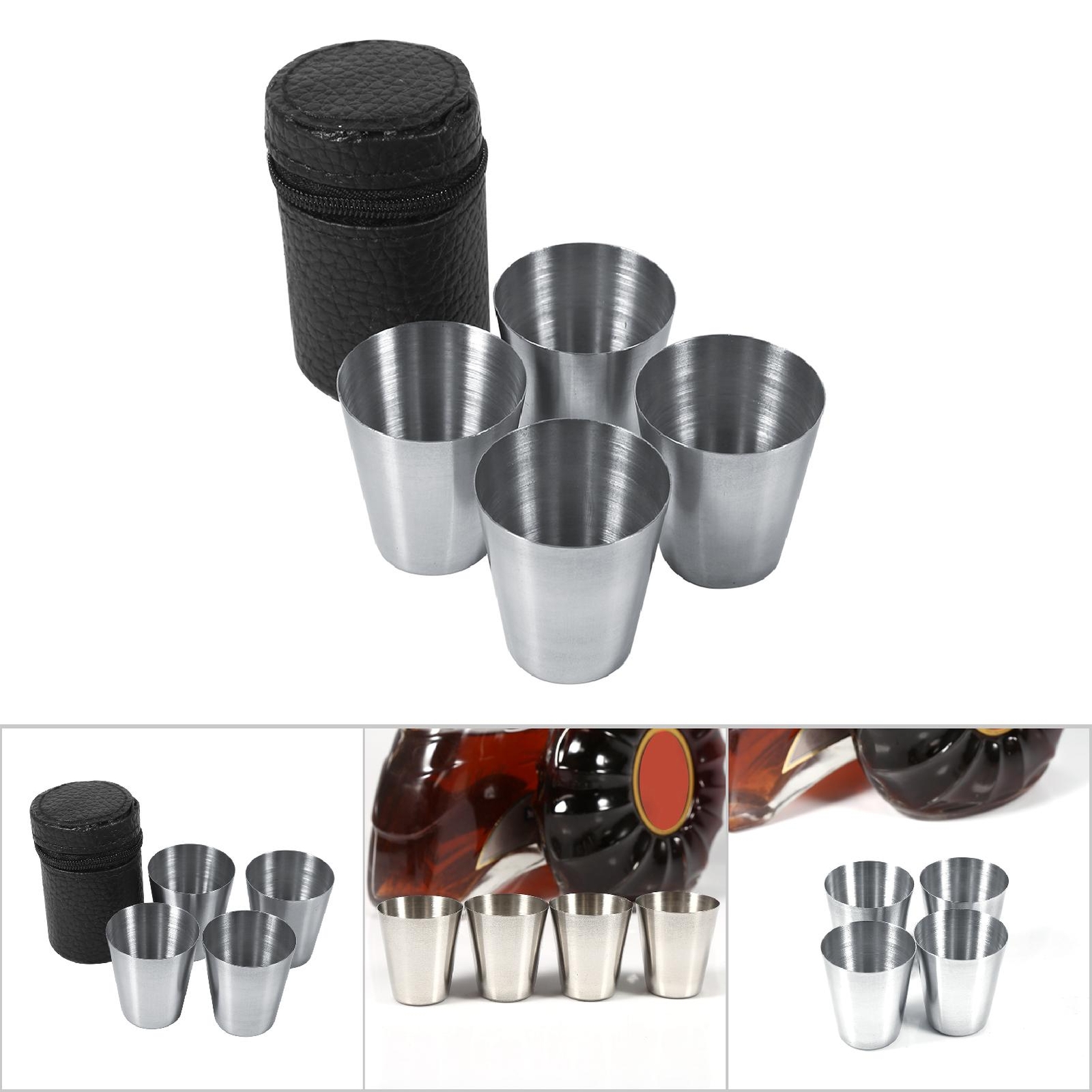 Portable Stainless Steel Tea Coffee Cup 30ml Beer Mug+Bag 4pcs ...