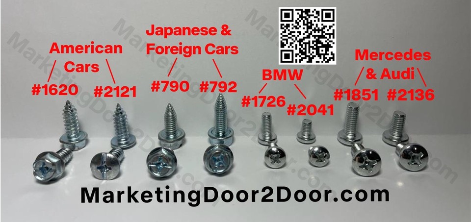 500 License Plate Screws (Pick 5 from 9 options) for Auto Dealers-Bulk ...