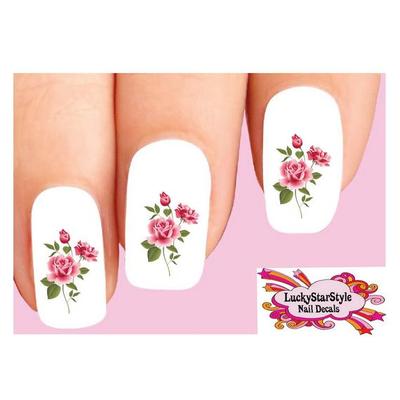 Waterslide Flower Rose Nail Decals Set of 20 - Pink Roses | eBay
