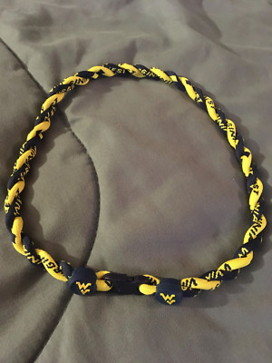 WVU MOUNTAINEERS Blue 22" Titanium Double Rope NECKLACE NEW! FAST SHIP ...