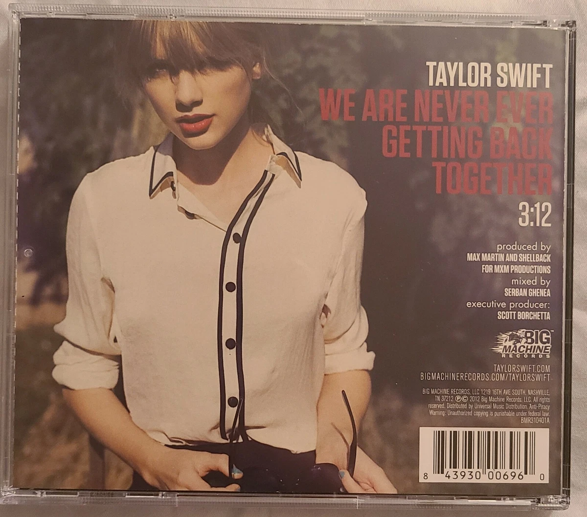 Taylor Swift We Are Never Ever Getting Back Together Album Cover