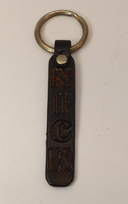 Personalized Dark Leather Keychain, Engraving, Handcrafted "NICK" | eBay